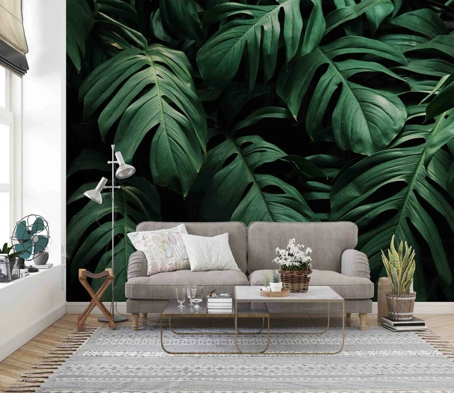 3D TROPICAL PLANT Green Leaves Wall Murals Wallpaper Murals Wall ...