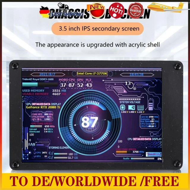 DIY PC TEMPERATURE Display CPU GPU RAM Computer Case Secondary Screen ...
