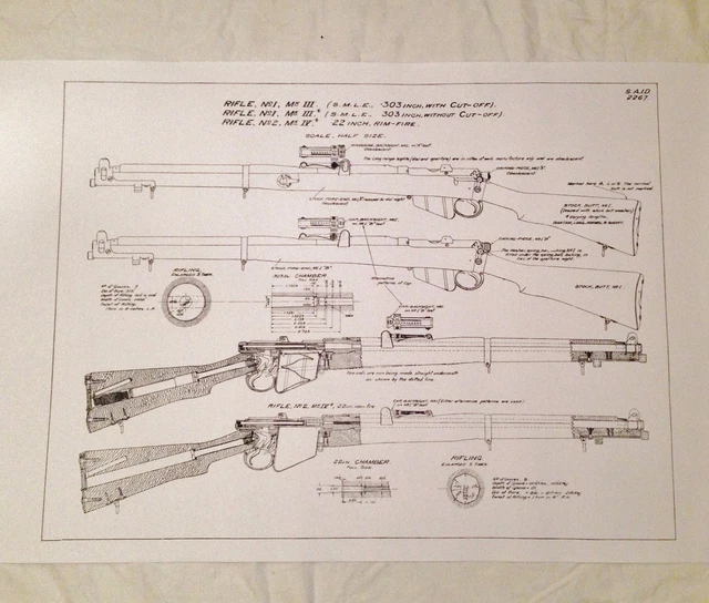 WW1 WW2 BRITISH SMLE Lee Enfield No1 Mkiii Rifle Battlefield Poster ...