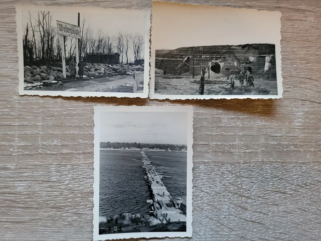 3 X ORIG. Foto 2 WK Westerplatte Bunker Soldaten Brücke Zerstörter ...