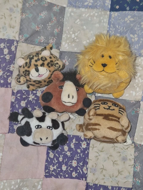 SET OF 5 Jelly Cat Ping Pong Plush Toys VHTF 2000 Horse Lion Kitty Cow ...