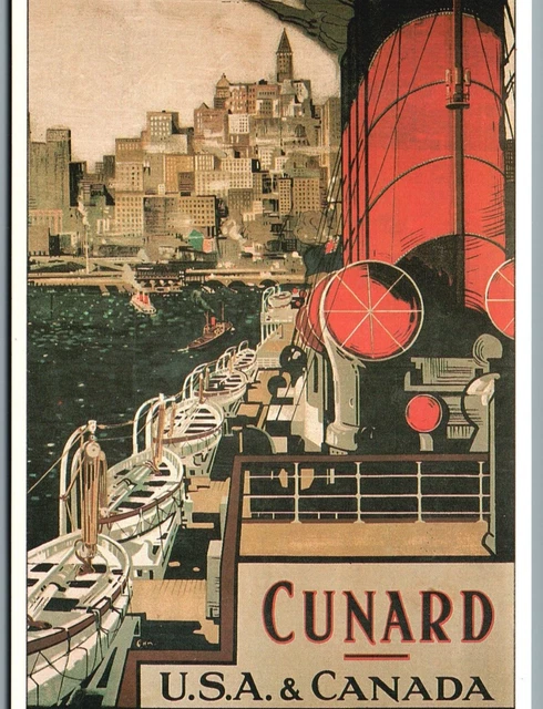 CUNARD U.S.A.& CANADA 1920's poster by Frank H. Mason VTG Continental ...