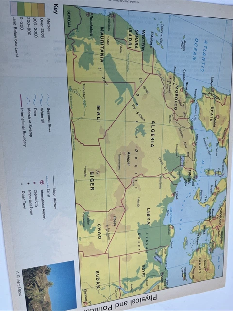 MAP 1987: NORTH Africa Physical And Political Maps Macmillan Original ...