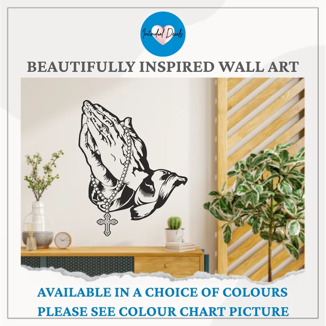 PRAYING HANDS WALL Art Vinyl Decal Sticker Christian Religion Rosary ...