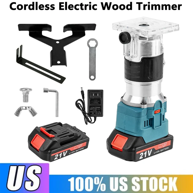 CORDLESS COMPACT WOOD Palm Router Tool Kit 1/4"Electric Hand Trimmer W ...