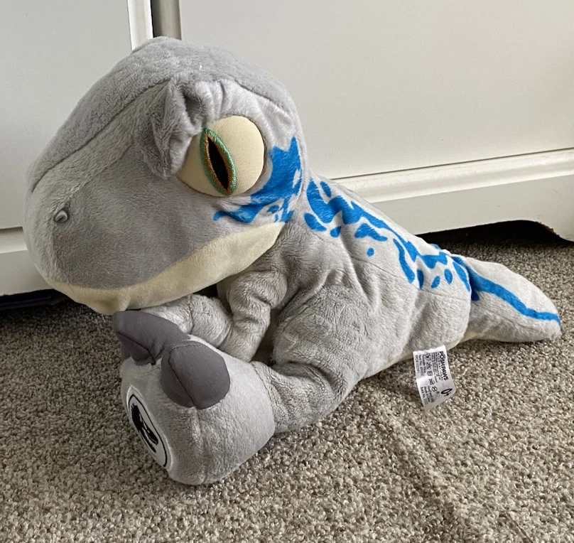 JURASSIC WORLD CHUNKY Blue Velociraptor Dinosaur 10'' Posh Paws Plush ...