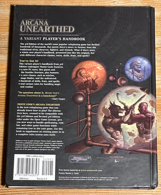 SWORDS & SORCERY, Monte Cook's Arcana Unearthed, A Variant Player's ...