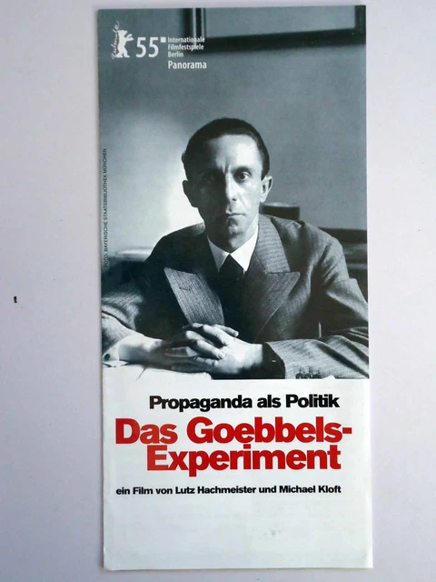 DAS GOEBBELS-EXPERIMENT - Lutz Hachmeister - Michael Kloft - Flyer ...