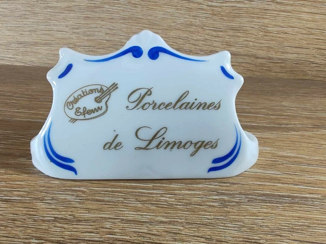 PANCARTE MINIATURE EN porcelaine de Limoges/Créations Efem/Décor bleu doré/F.M EUR 9,99 ...