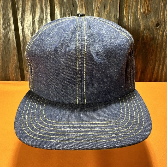 VINTAGE RAW DENIM Hat Farm Trucker 70s 80s Snapback Cap Blank Selvedge ...