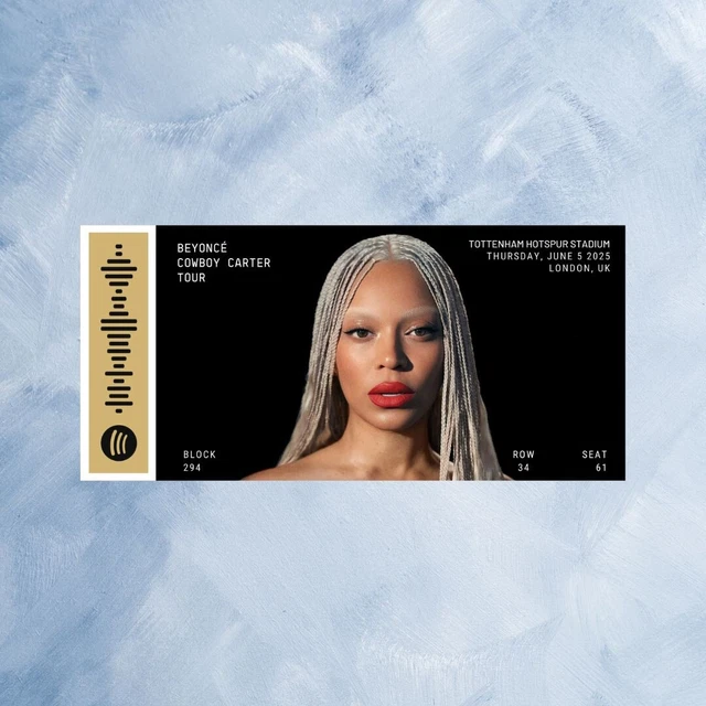 BEYONCÉ - COWBOY Carter World Tour 2025 - Customisable Souvenir Tickets ...