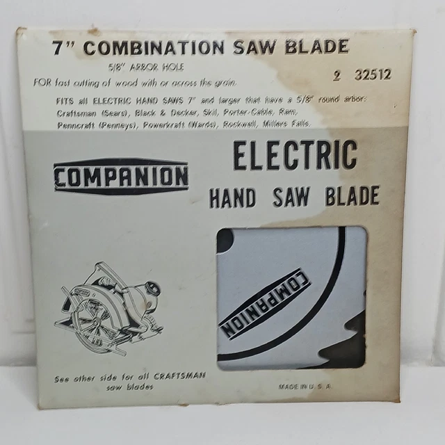 VINTAGE SEARS COMPANION 7" Rip & Crosscut Electric Hand Saw Blade #9 ...