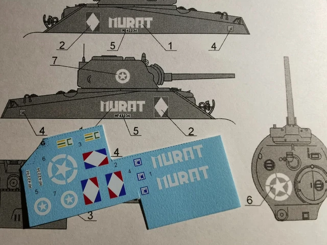 DÉCALCOMANIES -TRANSFERTS -1/72 -char SHERMAN 2DB MURAT EUR 4,00 ...