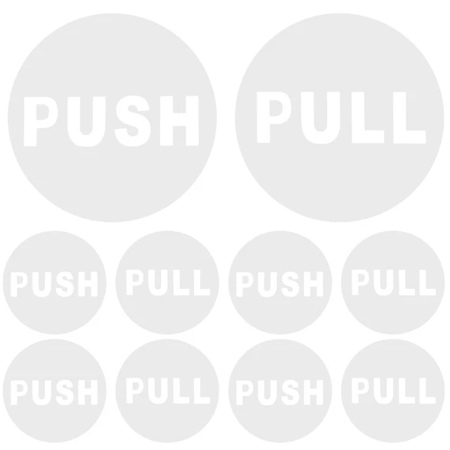 10 SETS PULL Push Door Sign Sticker Letters Stickers Glass Office £16. ...