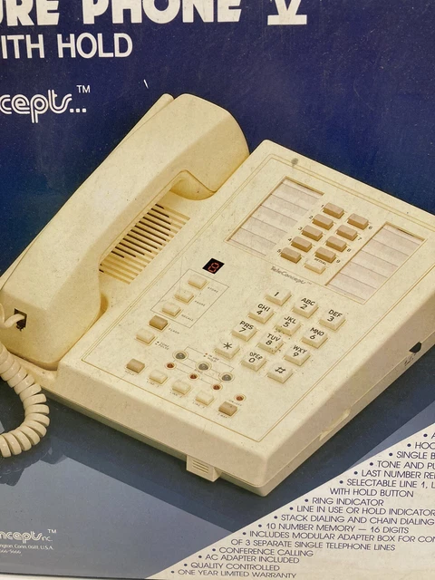 VINTAGE TELECONCEPTS 3 Line With Hold Feature Phone 5 New In Open Box ...