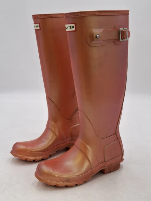 HUNTER WOMENS WELLIES Tall Nebula Pearlescent Orange Size UK 3 EU 36 ...