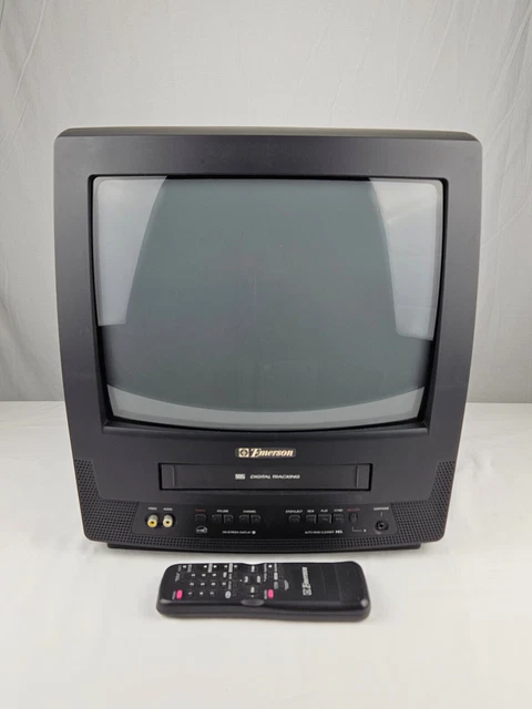 EMERSON TV VCR VHS Combo Retro Gaming CRT TV 13" w/Remote Works EWC1303 ...