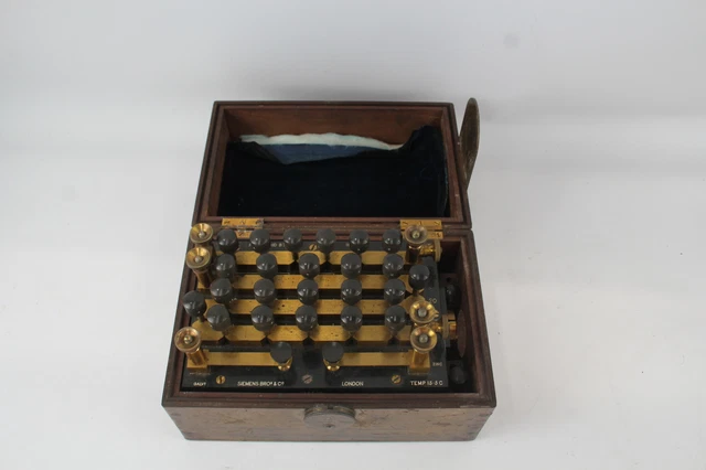 VINTAGE WW II Era Siemens Bros & Co Decade Resistor Box in Brass & Wood ...
