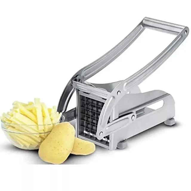 POTATO CHIPPER CHIP Chopper Cutter Slicer Maker & 2 Steel Edges French ...