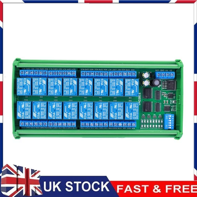 16 CHANNEL DC 12V RS485 Relay Module Modbus RTU Switch Module (with Rail Box) £22.49 - PicClick UK