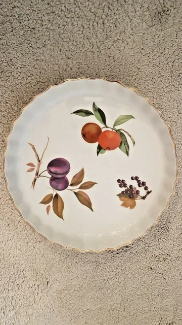 ROYAL WORCESTER FINE Porcelain, 9 inch "Evesham" Flan & Pie Dish, Oven ...