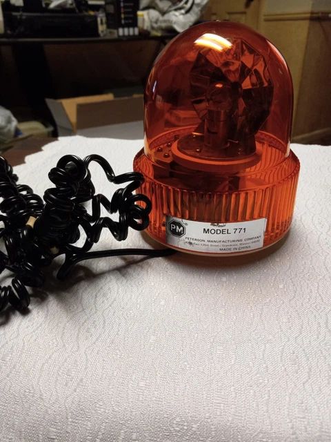 PETERSON MANUFACTURING CO. Orange Strobe Beacon~Model # 771~Magnetic ...