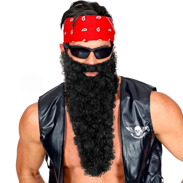 LANGER ZZ TOP Bart Rocker mit Schnurrbart Biker Wikinger Zwergen-Bart ...