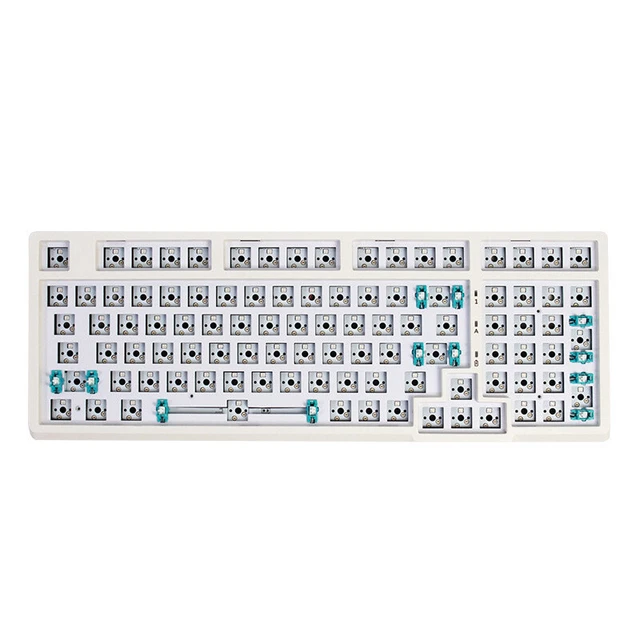 MECHANICAL KEYBOARD KIT White 98 Keys 2.4G BT Wired RGB Backlit Hot ...