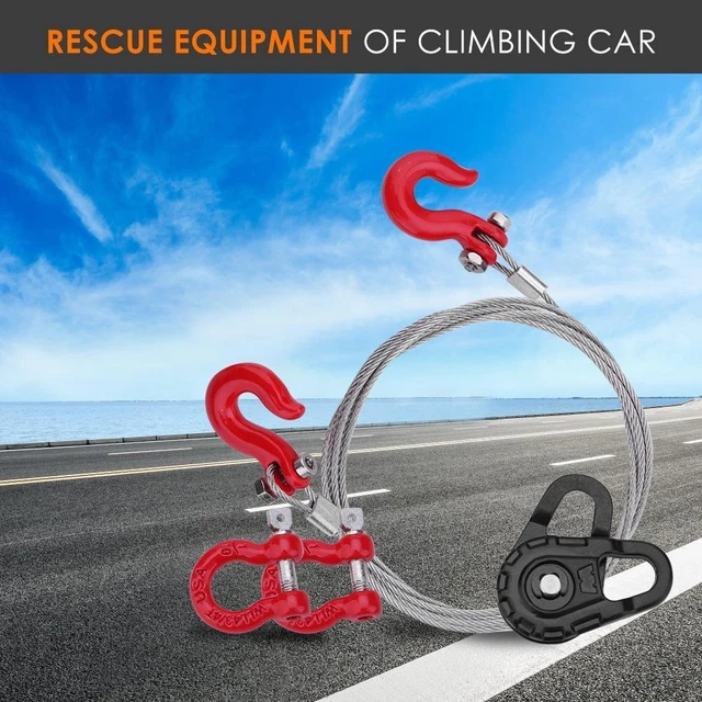 WINCH SNATCH BLOCK D-Ring Trailer Shackles Hook Tow Chain Kit for 1/10 ...