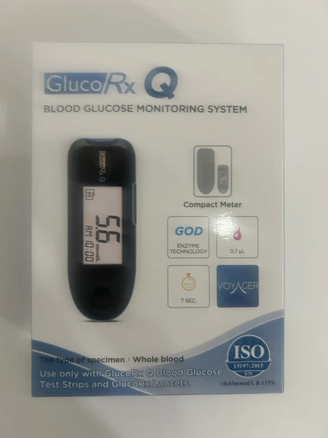 GLUCORX Q BLOOD Glucose Monitoring System with Sample Test Strips and ...