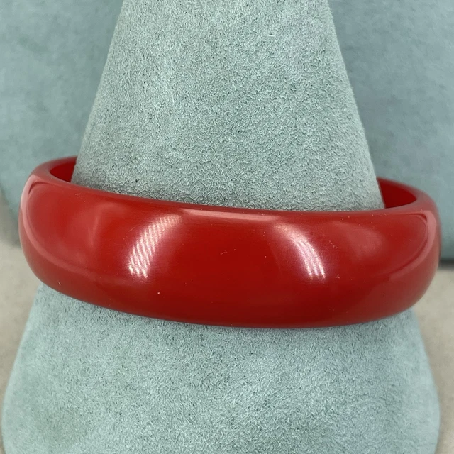 VINTAGE BAKELITE BANGLE Bracelet Red Wide Art Deco 1930s Simichrome ...
