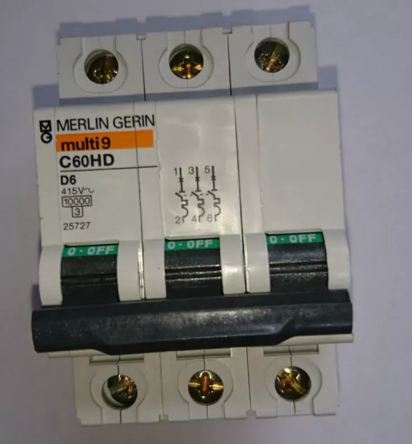 MERLIN GERIN MULTI 9 C60HD D6 415V Triple Pole MCB £5.50 - PicClick UK