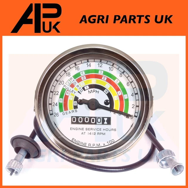 TRACTORMETER REV CLOCK ACW Tachometer Gauge + Cable for Fordson Dexta ...