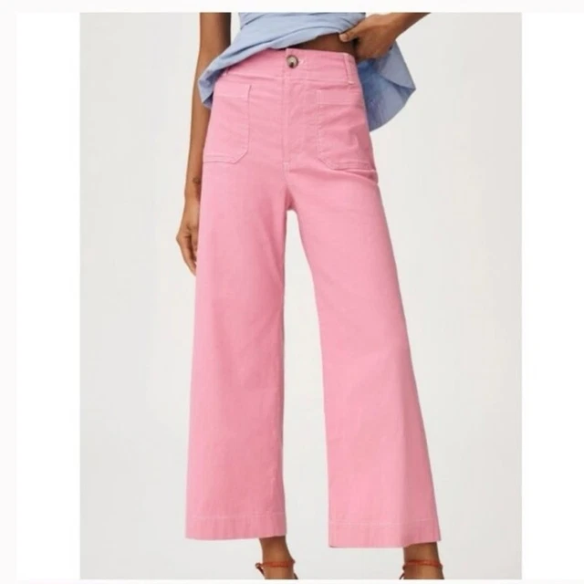MAEVE ANTHROPOLOGIE THE Colette Corduroy Crop Wide-Leg Pants Pink size ...
