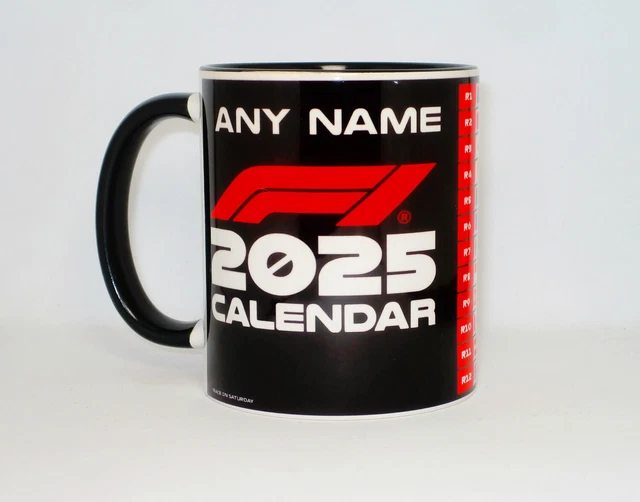 FORMULA ONE 2025 F1 Calendar Race Mug Can Personalise Any Name Gift ...