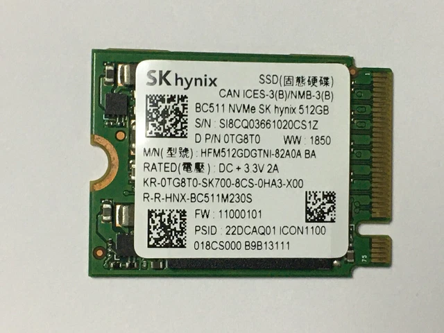 SK HYNIX BC511 256GB M.2 2230 PCIe NVMe SSD HFM256GDGTNI-82A0A Dell ...