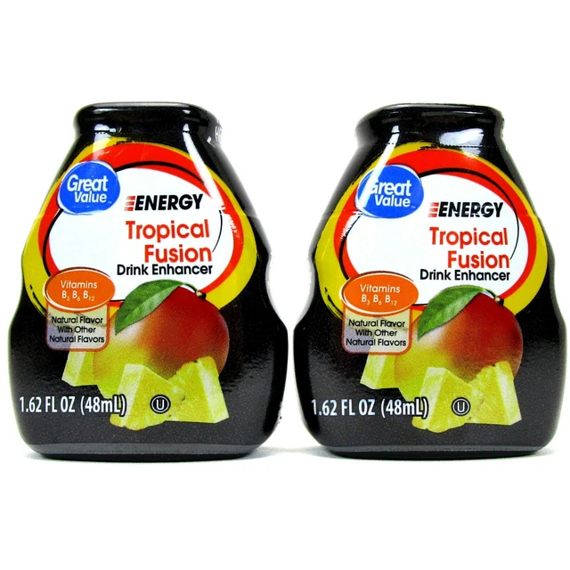 GREAT VALUE TROPICAL Fusion Energy Drink Mix Liquid - Zero Calories - 2 ...