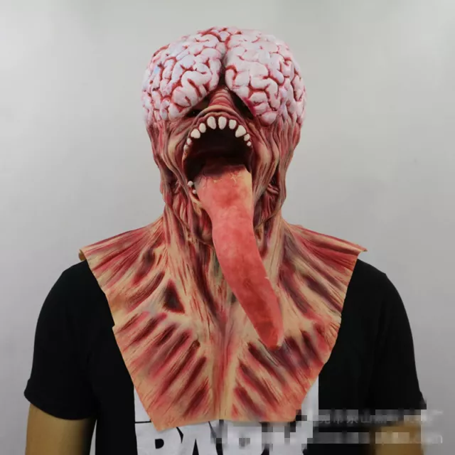 Horror Latex Mask Long Tongue Resident Evil Licker Halloween Cosplay