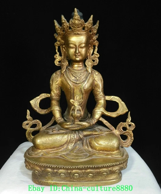 11.4 '' VIEUX bronze tibétain déesse de la vie sans mesure Bouddha EUR 330,00 - PicClick FR