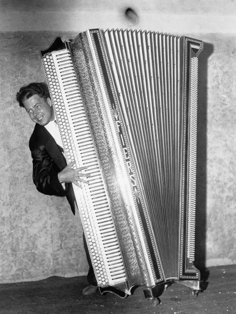 MR FIERS, ACCORDIONIST, has built a gigantic accordion measuring - Old ...