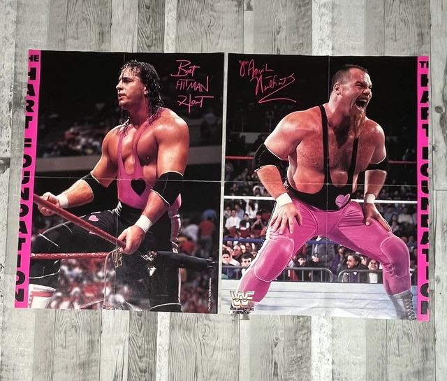 VINTAGE WWF WRESTLING Magazine Posters WWE Bret Hart / Hart Foundation ...