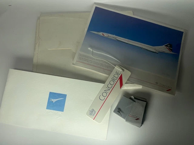 BRITISH AIRWAYS CONCORDE 1987 Souvenir Flight Pack book photo badge tag ...