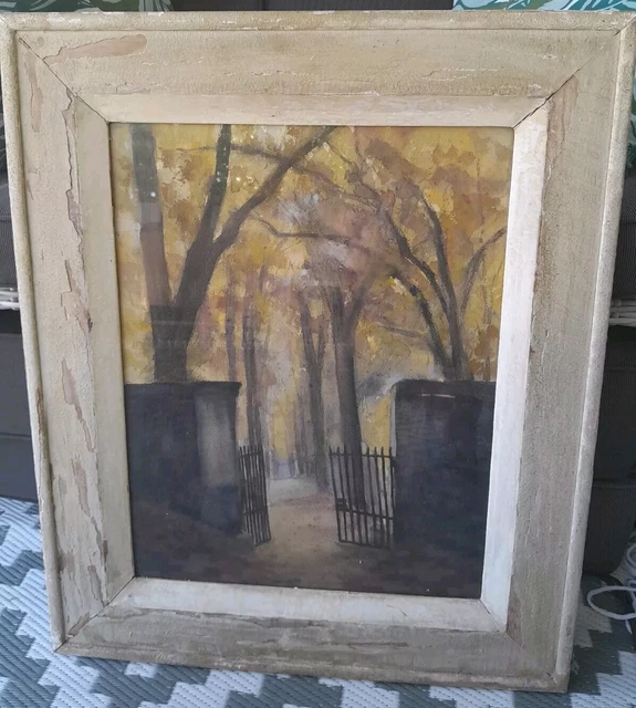 ANCIEN AQUARELLE TABLEAU signé Georges DOUKING 1938 Entrée du parc old painting EUR 1,00 ...