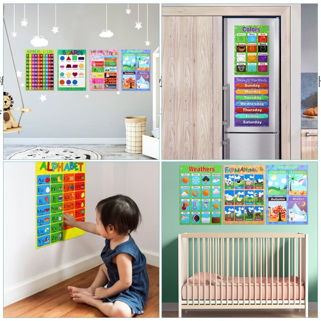 10/20PACK EDUCATIONAL POSTER Laminated Wall Chart for Children Kids ...
