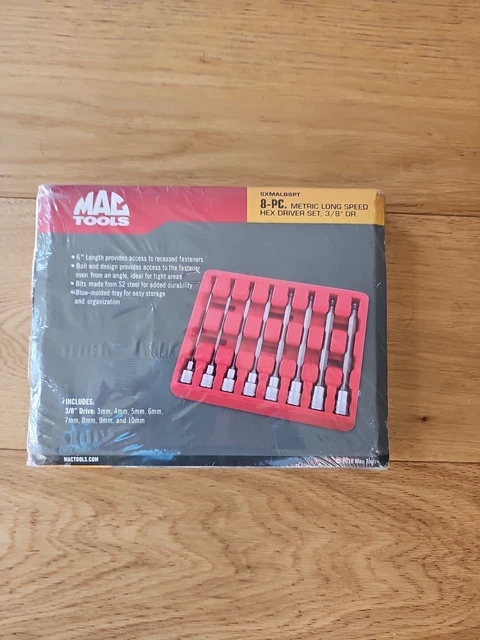 MAC TOOLS SXMALB8PT 8-PC. 3/8" Dr 6" Metric Long Speed Hex Driver Set £ ...