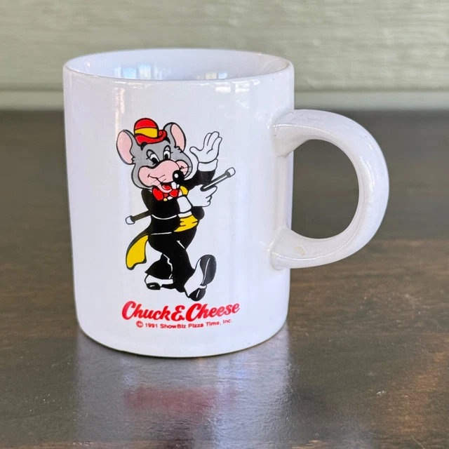 VINTAGE CHUCK E Cheese Showbiz Pizza Mini Coffee Mug Espresso Ceramic ...