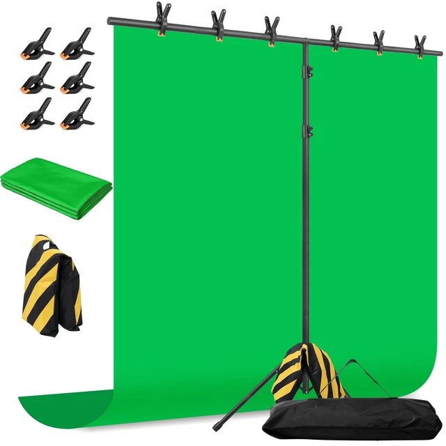 GREEN SCREEN BACKDROP with Stand, 8x7.2ft Portable Greenscreen ...