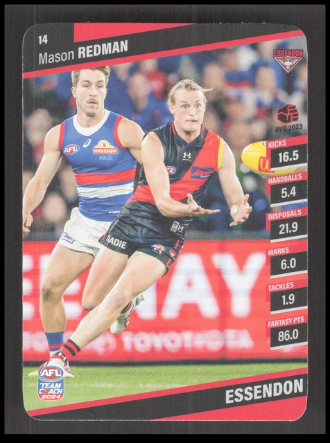 AFL 2024 TEAMCOACH Essendon Mason Redman 14 Card CB-1-9-A-23 EUR 1,64 ...