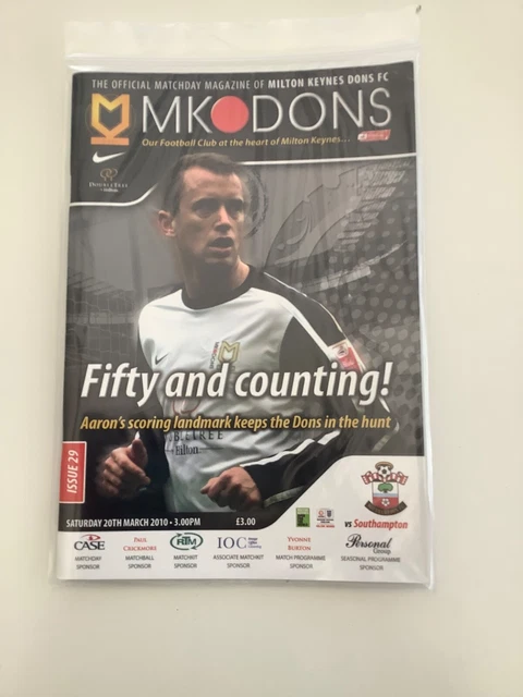MK DONS FOOTBALL Programme 2009/10: Southampton (League One) £1.76 ...