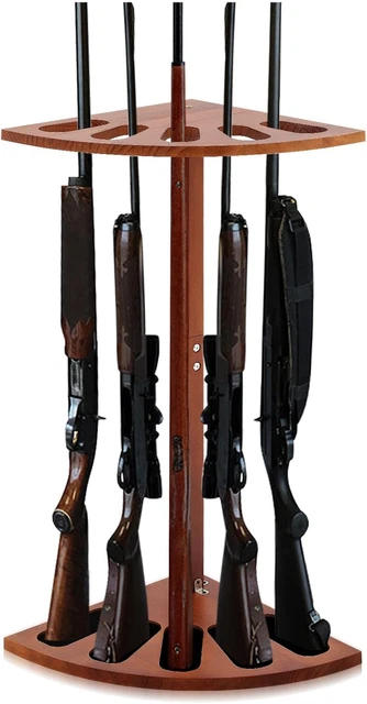 RIFLE GUN RACK Wood Corner Wall Display Rack Shotgun Stand Gun Holder ...